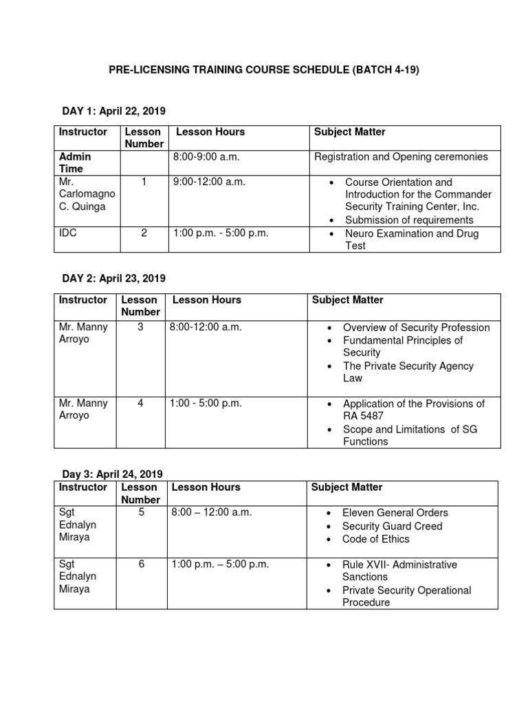 Pre Licensing Security Sample | PDF | Security Guard | Government ...