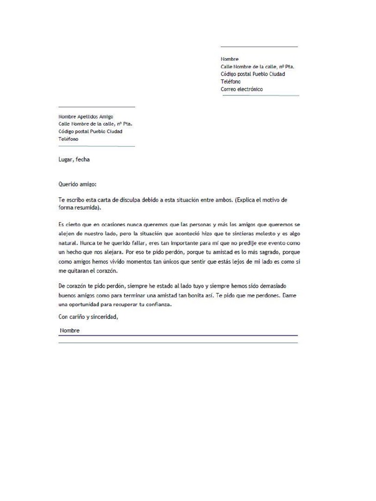 Carta de Disculpa | PDF