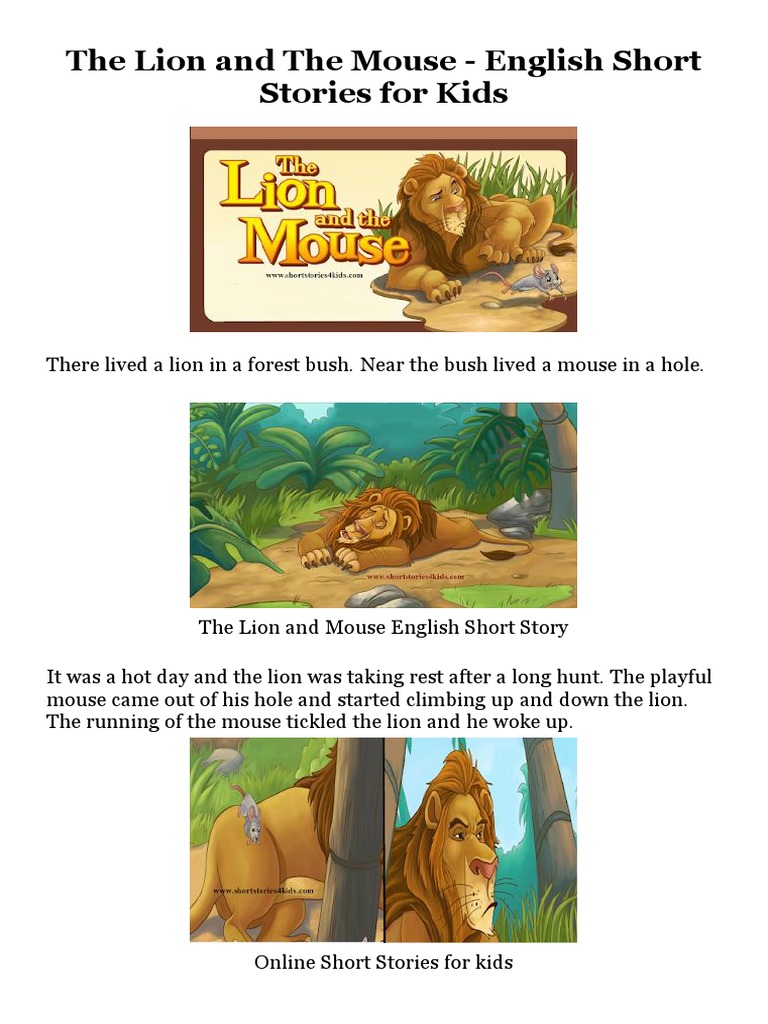 The Lion and The Mouse - English Short Stories For Kids | PDF