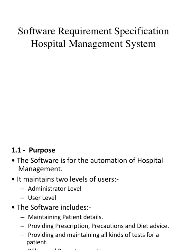 Software Requirement Specification Hospital Management System | PDF ...