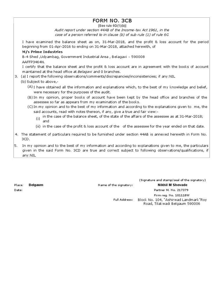Tax Audit Form 3CD | PDF | Payments | Valuation (Finance)