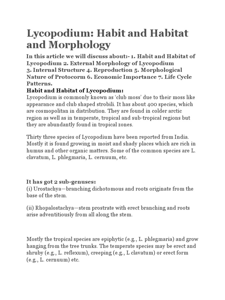 Understanding the Habit, Habitat, Morphology, and Reproduction of ...