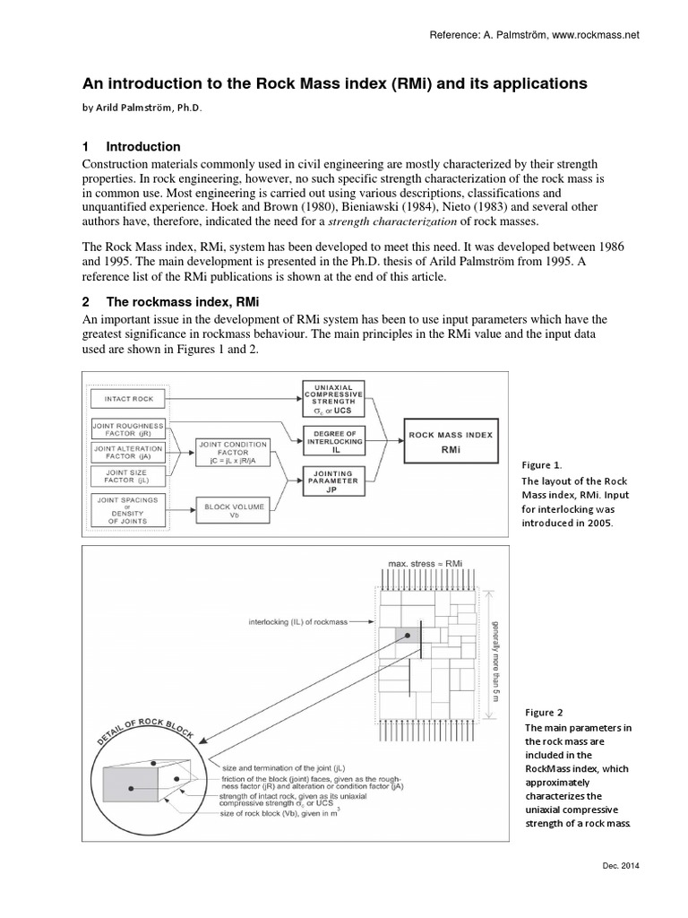 An Introduction To The Rock Mass Index (Rmi) and Its Applications | PDF ...