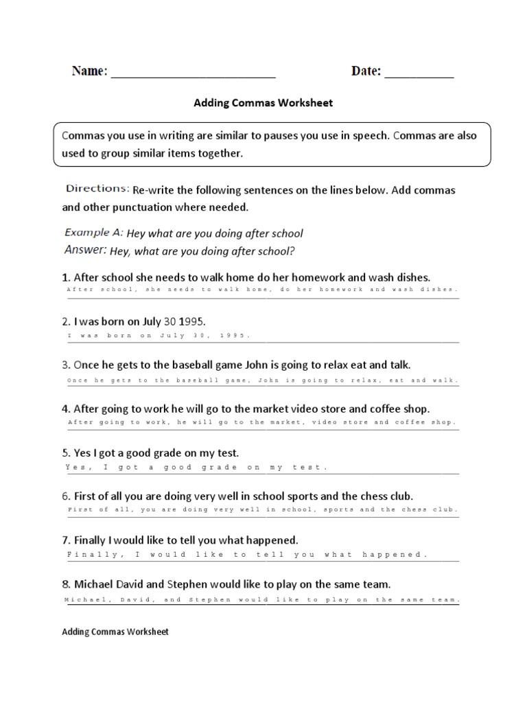 Adding Commas 2 | PDF | Comma | Text