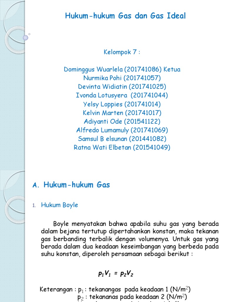 PPt.... Hukum-Hukum Gas Dan Gas Ideal | PDF