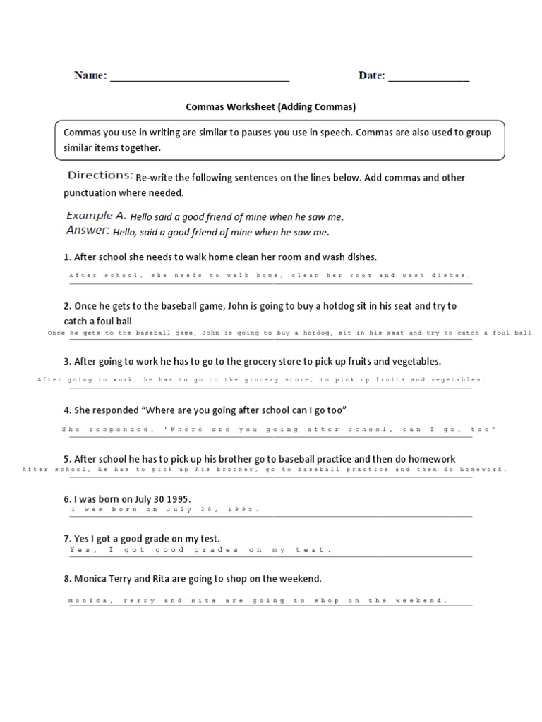 Adding Commas 3 | PDF | Comma | Orthography