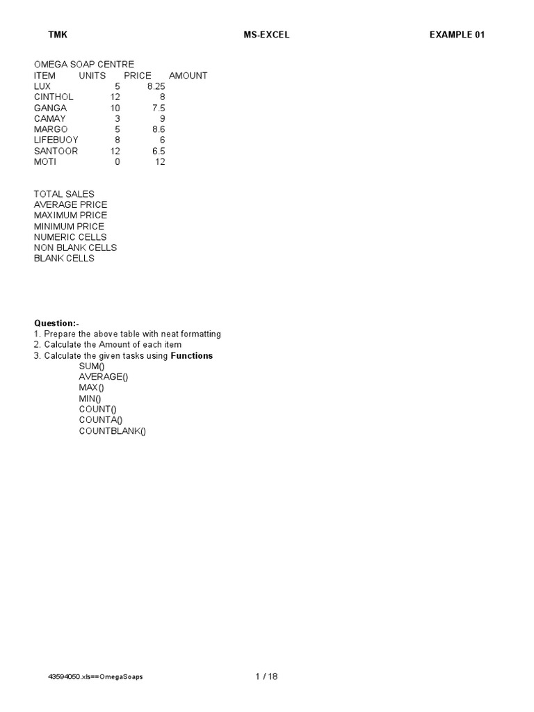 TMK Ms-Excel Example 01: 43594050.Xls Omegasoaps | PDF | Loans | Interest