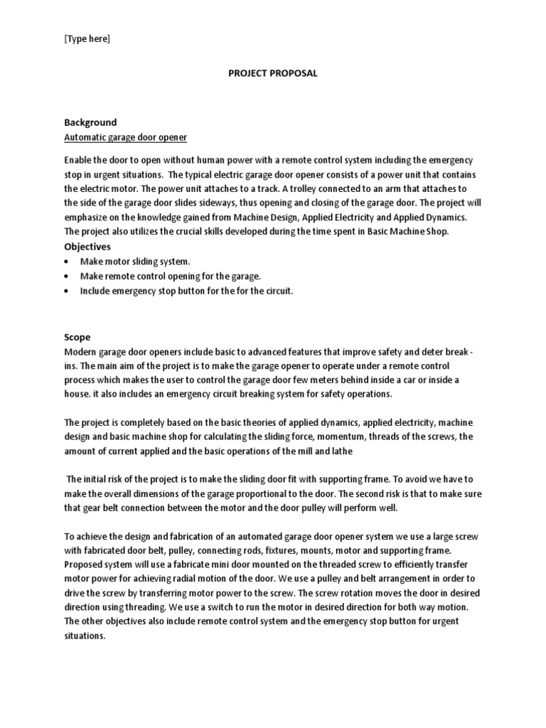 Project Proposal Original | PDF | Garage (Residential) | Machines