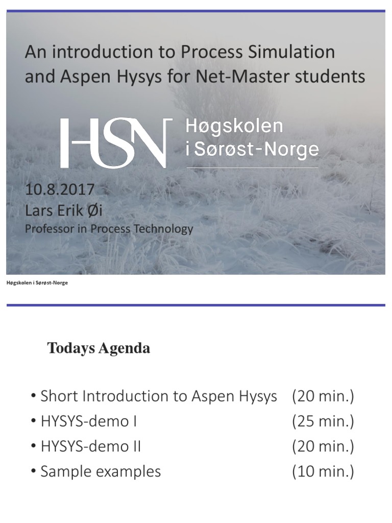 An Introduction To Process Simulation and Aspen Hysys For Net-Master ...