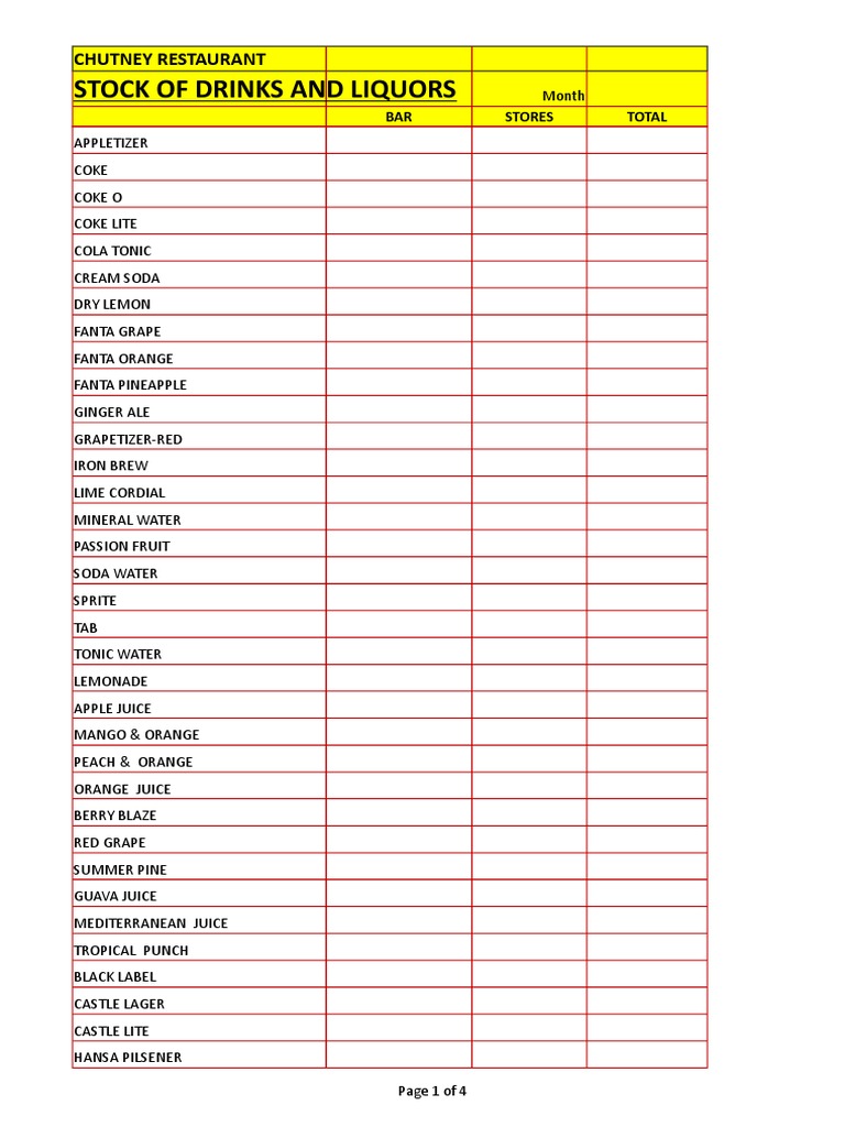 List of Drinks | PDF