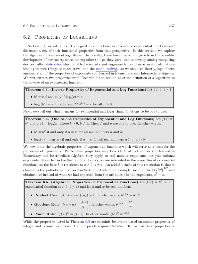 Logarithm Properties Explained | PDF | Logarithm | Exponentiation