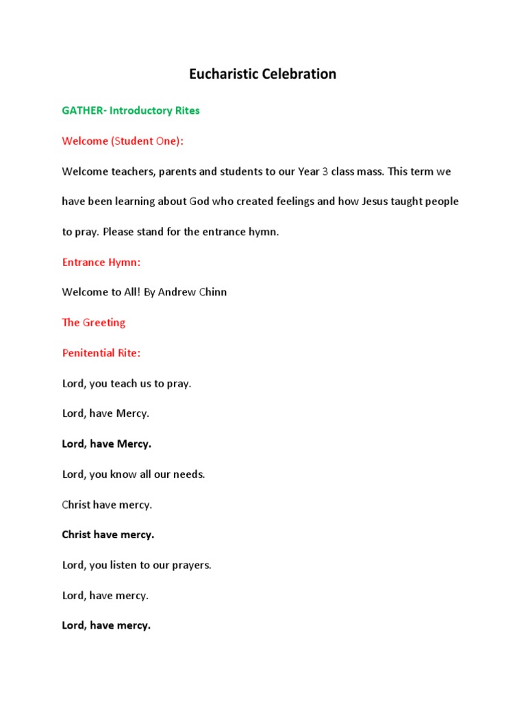 Eucharistic Celebration Final | PDF | Mass (Liturgy) | Christian ...