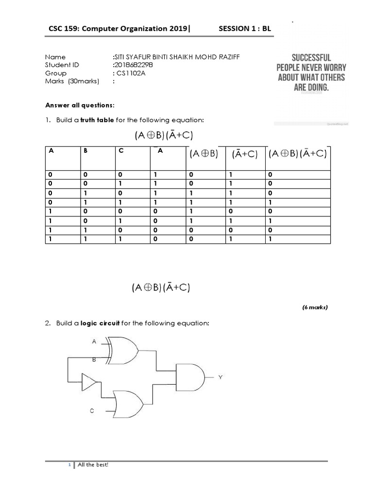 Computer Organization Exam Questions 2019 | PDF | Logic | Mathematical ...