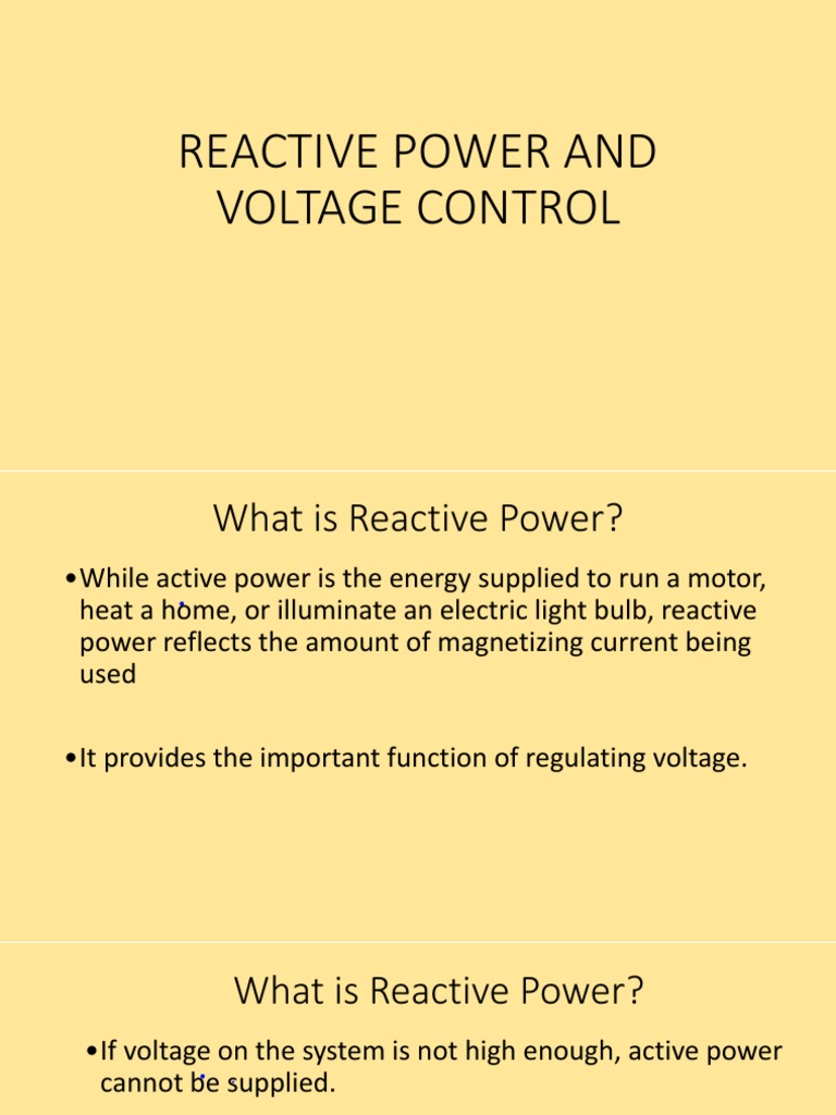 Reactive Power and Voltage Control | PDF | Electric Power Transmission ...