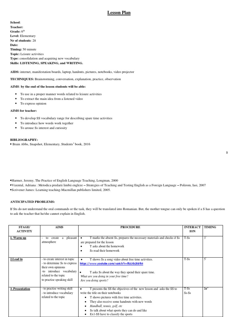 Leisure Activities | PDF | Language Education | Human Communication