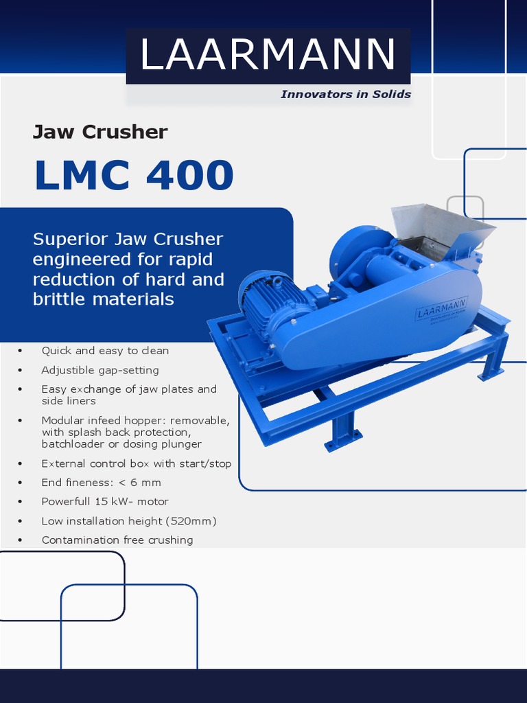 Laarmann Jaw Crusher LMC 400 Product Brochure | PDF | Mill (Grinding ...