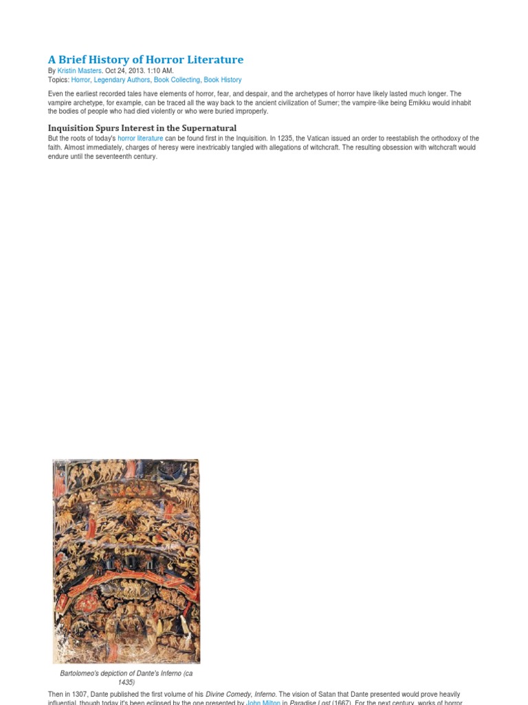 A Brief History of Horror Literature | PDF | Horror Fiction | Gothic ...
