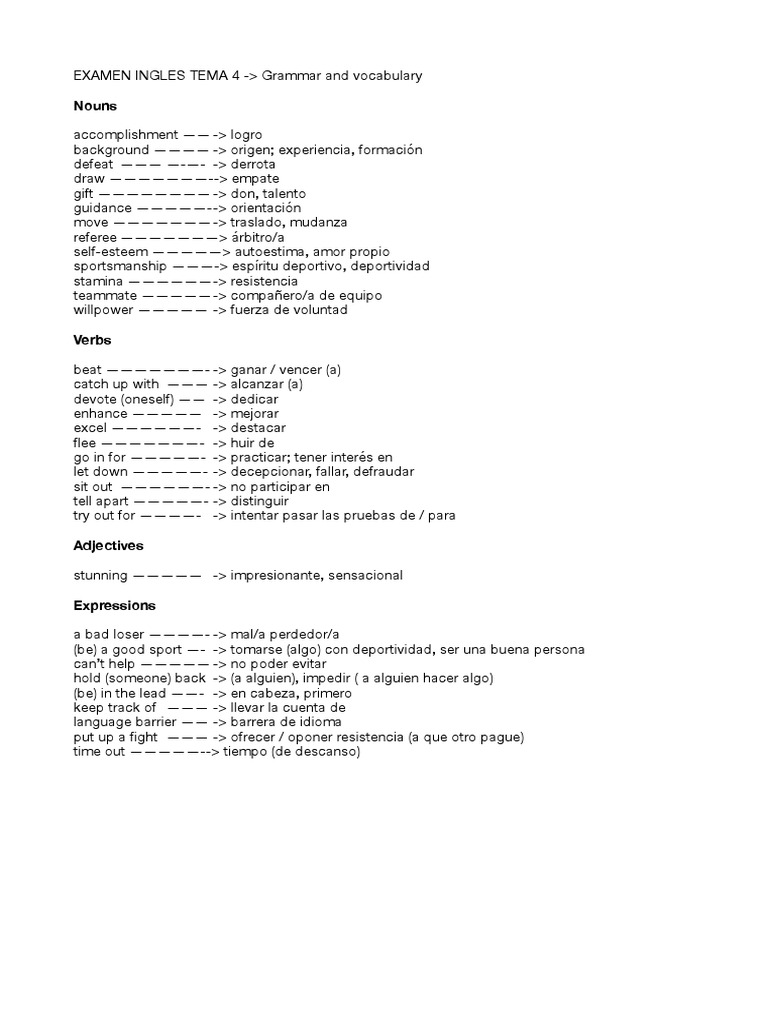 Grammar and Vocabulary Unit 4 | PDF