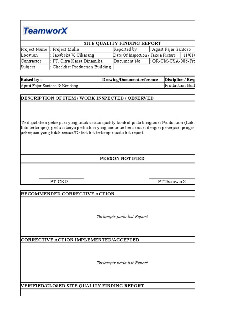 Checklist Silver Project | PDF | Quality | Business Process