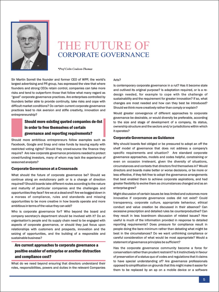The Future of Corporate Governance PDF | PDF | Corporate Governance ...