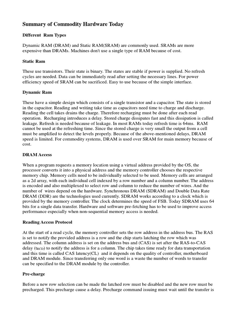 Summary of Computer Memory | PDF | Dynamic Random Access Memory ...