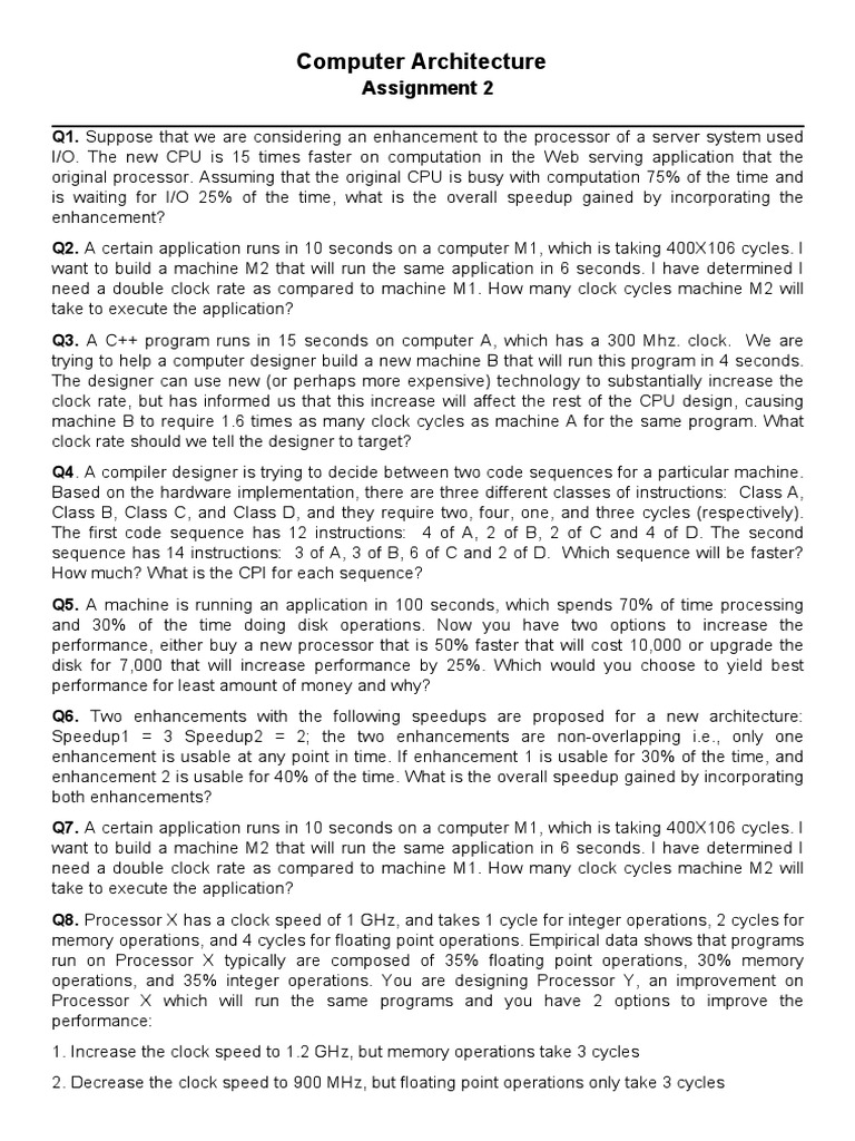CA Assignment 2 | PDF | Central Processing Unit | Computer Program