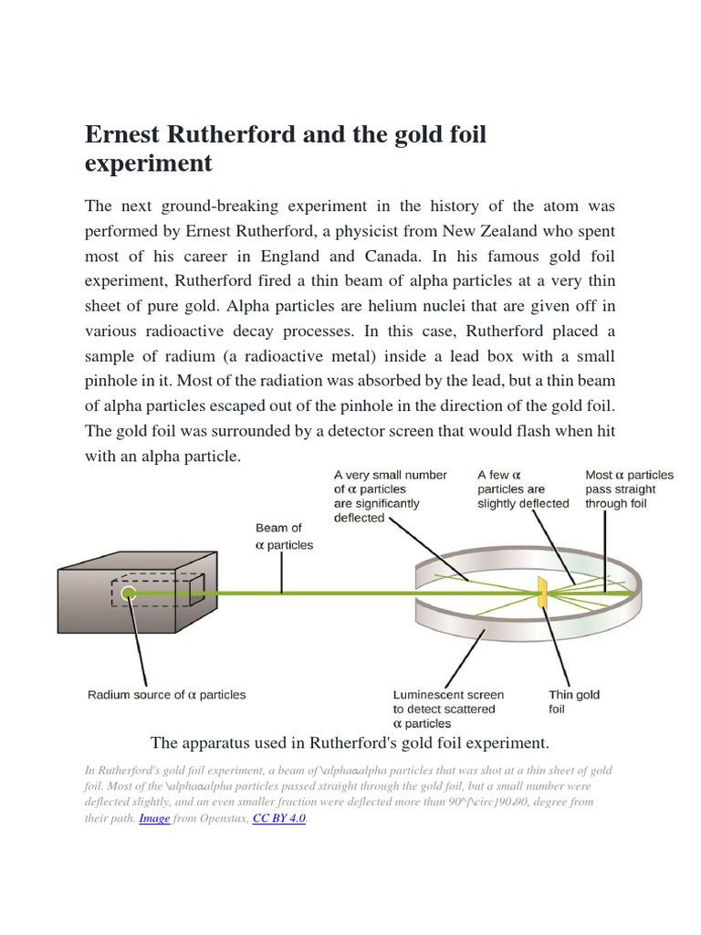 Ernest Rutherford and The Gold Foil Experiment: Image CC BY 4.0 ...
