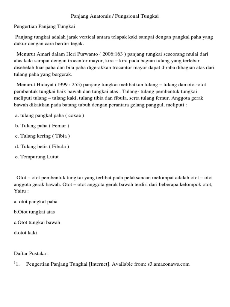 Panjang Tungkai | PDF