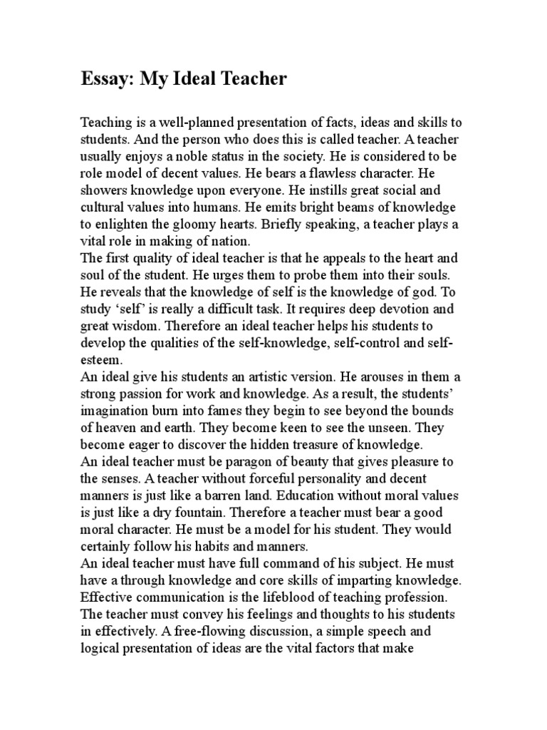 Essay: My Ideal Teacher | PDF | Self | Teachers