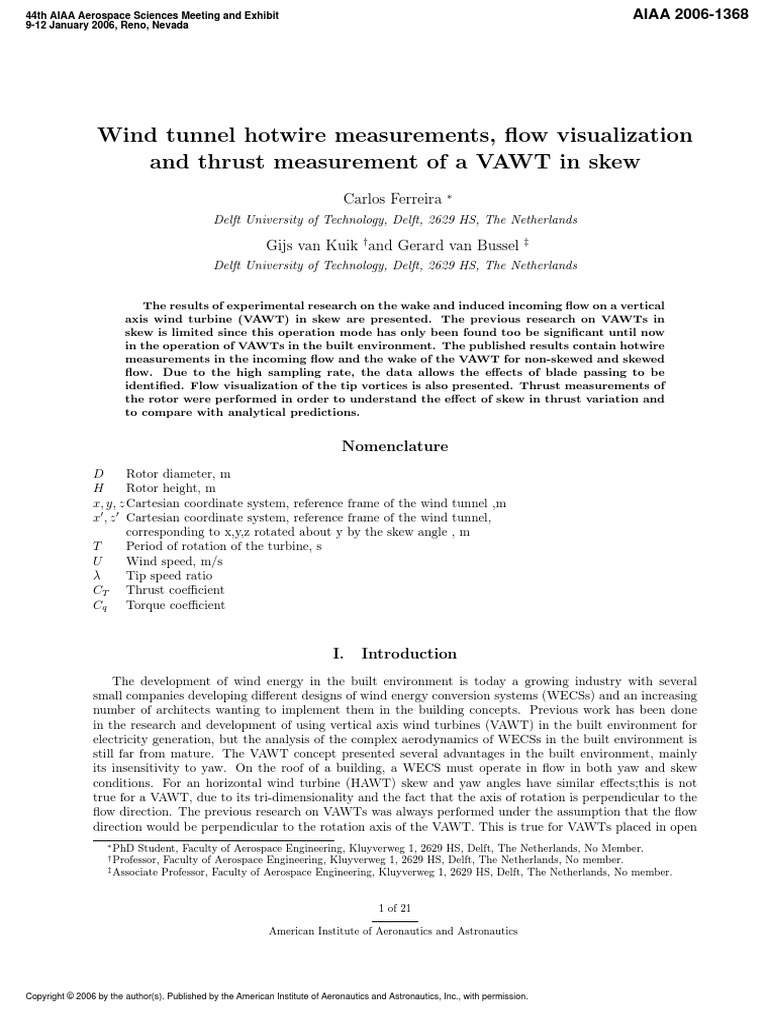 Wind Tunnel Hotwire Measurements Flow VI PDF | PDF | Vortices | Turbine