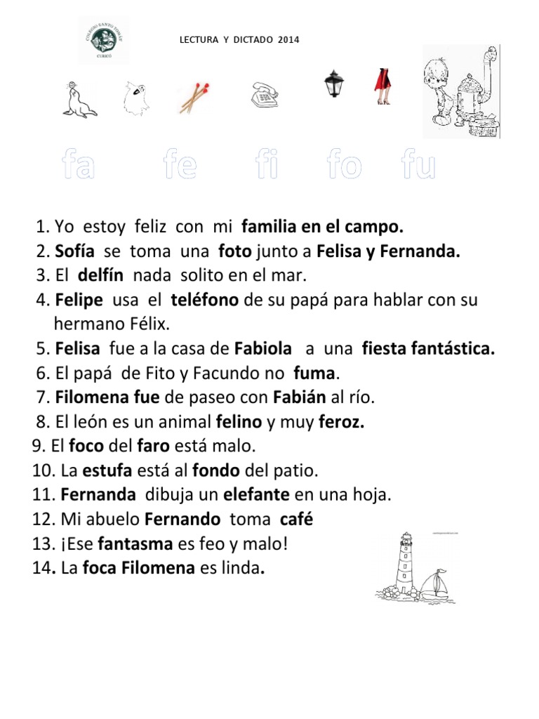 Dictado de la letra F para niños | PDF