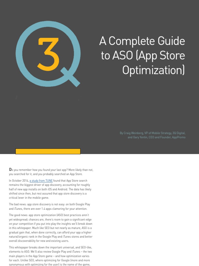 A Complete Guide To Aso | PDF | Search Engine Optimization | Google Play
