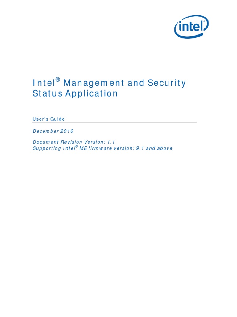 Intel Management and Security Status Application: User's Guide | PDF ...