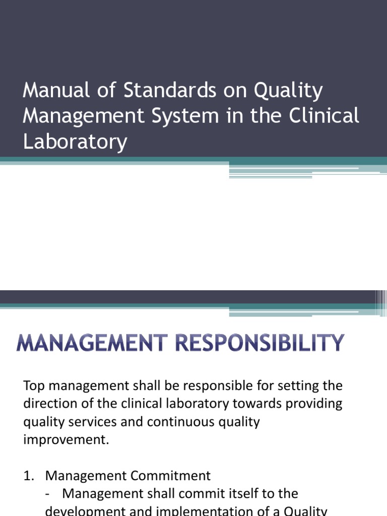 Manual of Standards On Quality Management System in | PDF ...