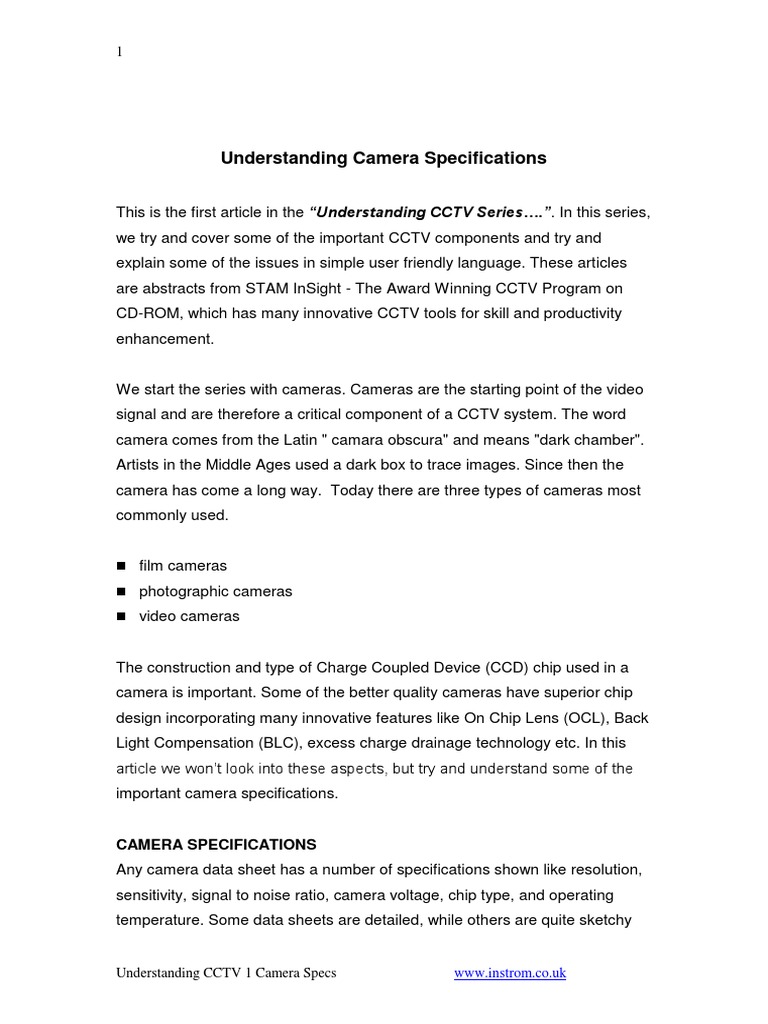 Understanding The CCTV Specifications | PDF | Image Resolution | Video