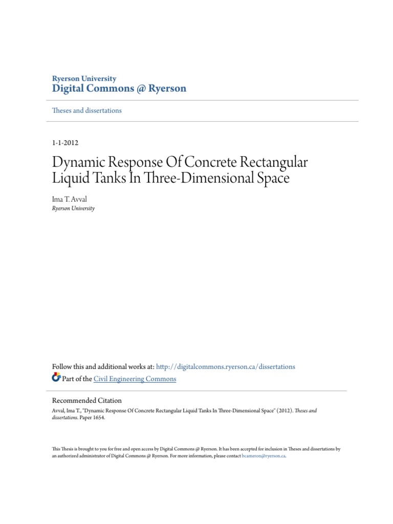Dynamic Response of Concrete Rectangular Liquid Tanks in Three-Dimensional Space PDF | PDF ...