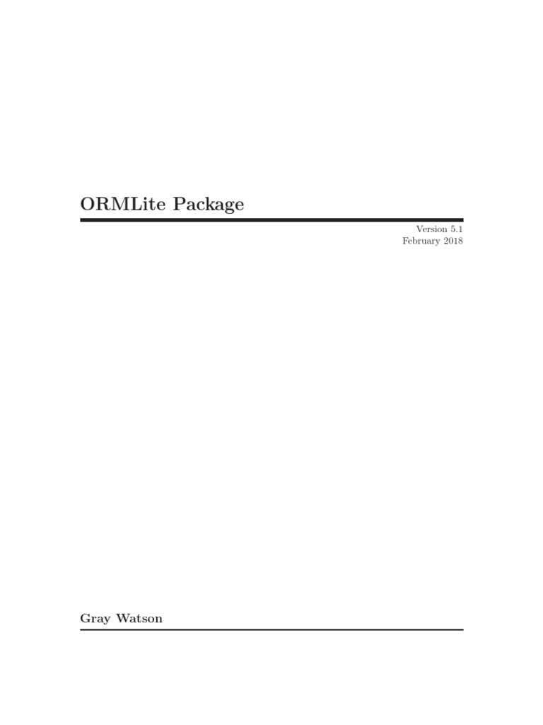 ORMLite: Lightweight Java ORM Guide | PDF | Data Type | String (Computer Science)