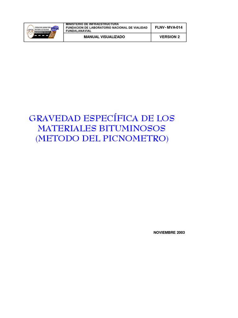 Mva 014 Gravedad Especifico Astm d70 | PDF | Cantidades fisicas ...