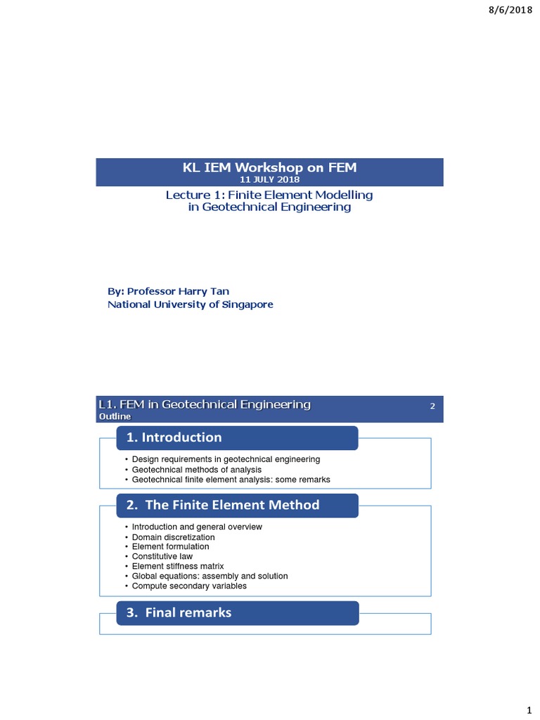 l1 - Fem in Geotechnical Engineering | PDF | Finite Element Method | Numerical Analysis