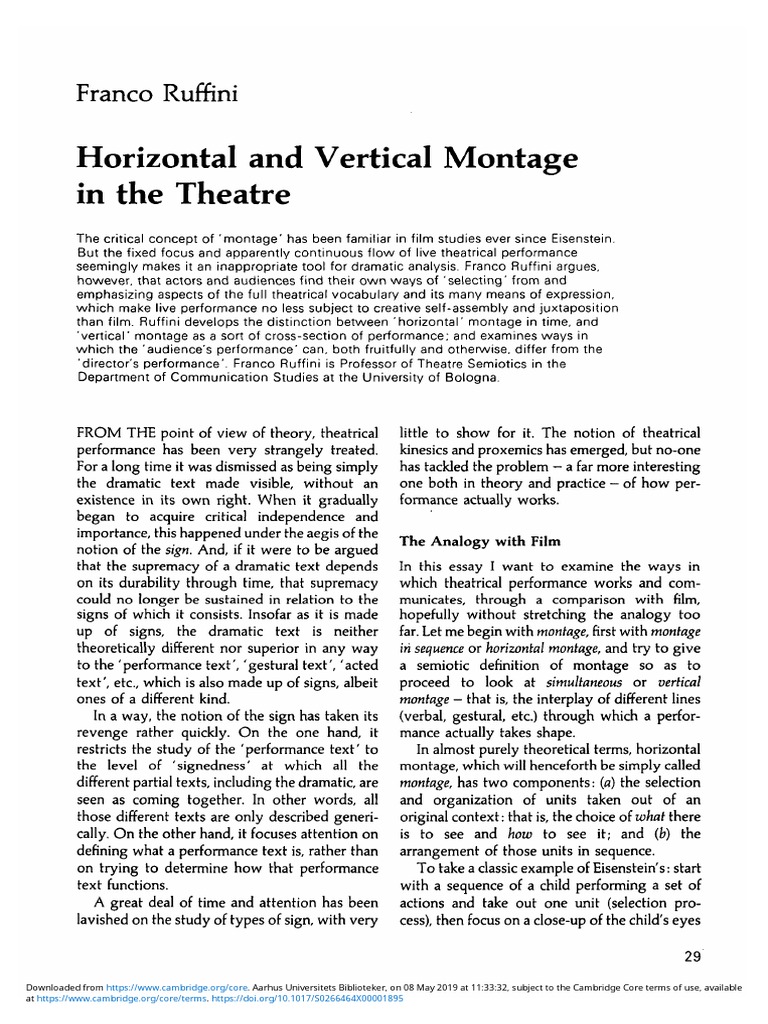 Horizontal and Vertical Montage in The Theatre | PDF | Perception ...