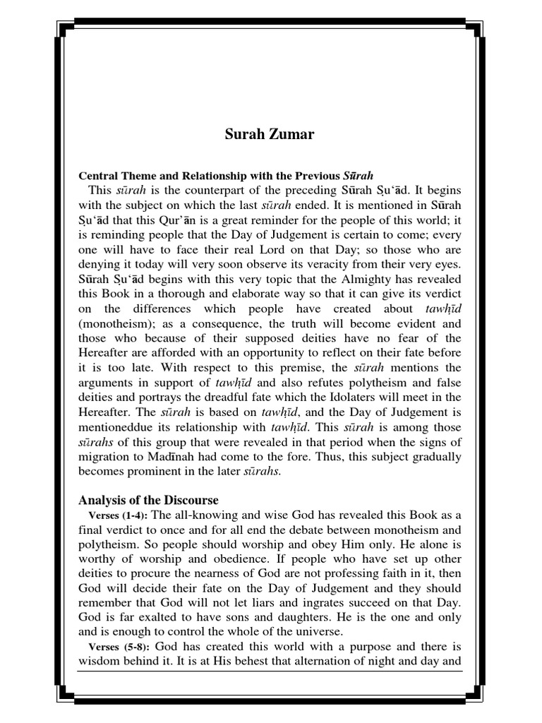 39 Surah Zumar | PDF | Surah | Polytheism