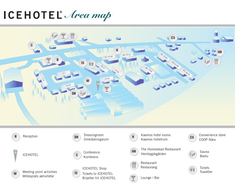 ICEHOTEL Area Map | PDF | Hospitality Industry | Bathing