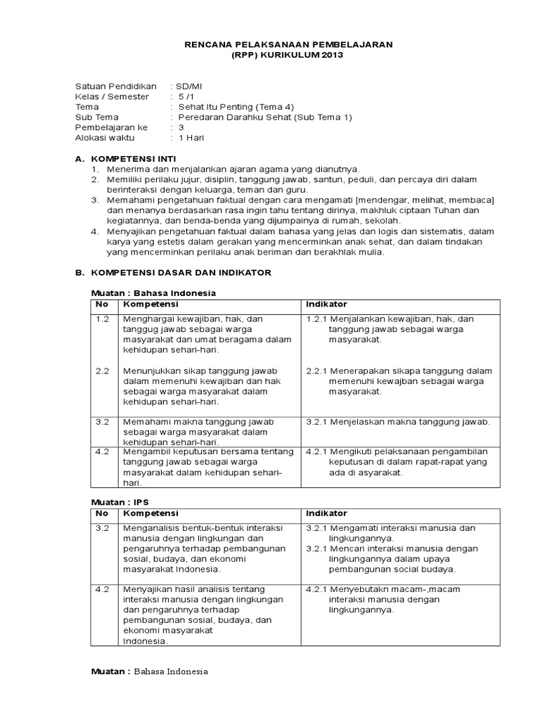 Rencana Pelaksanaan Pembelajaran (RPP) Kurikulum 2013: Bahasa Indonesia ...