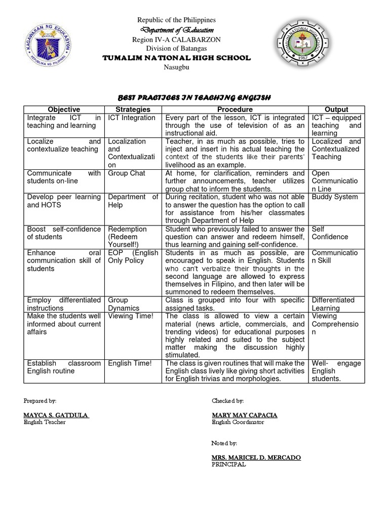 Tumalim National High School: Department of Education | PDF ...