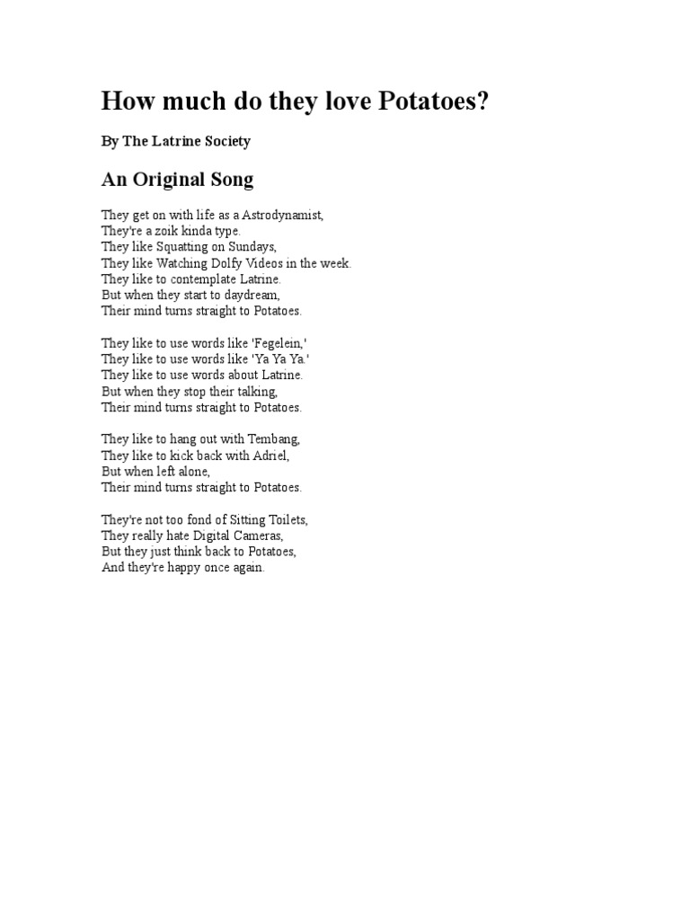 How Much Do They Love Potatoes | PDF | Poetry