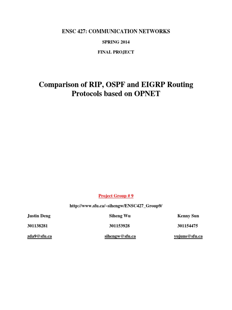 Comparison of RIP, OSPF and EIGRP Routing Protocols Based On OPNET ...