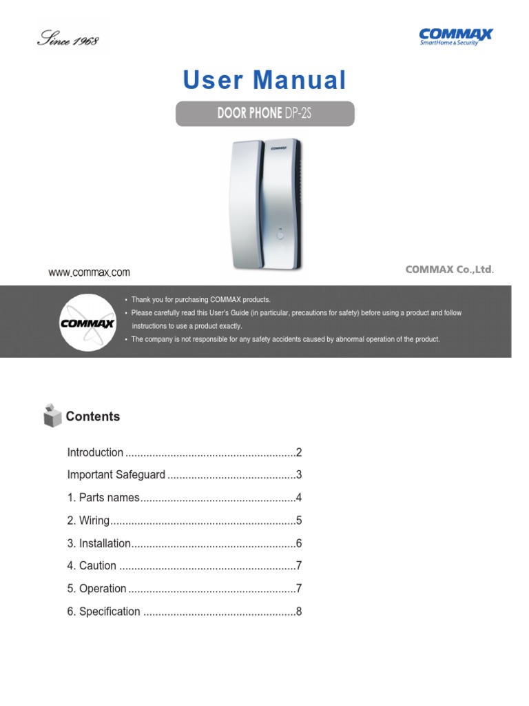 Commax DP-2S User Manual | PDF | Electrical Wiring | Lightning