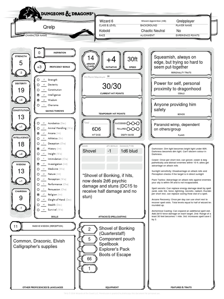 Dnd 5e Charactersheet Form Fillable - Printable Forms Free Online