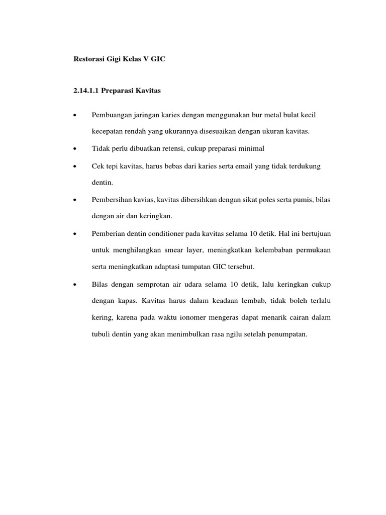 Restorasi Gigi Kelas V GIC | PDF | Sains & Matematika | Teknologi & Rekayasa