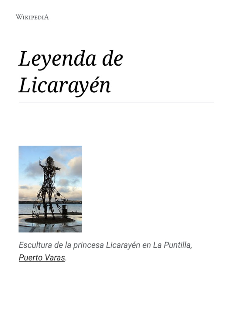 Leyenda de Licarayén - Wikipedia, La Enciclopedia Libre | PDF | Naturaleza